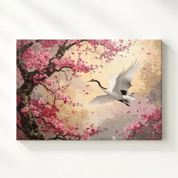 Dopaprint UNFRAMED PAPER POSTER Cherry Blossom & White Crane Poster ...