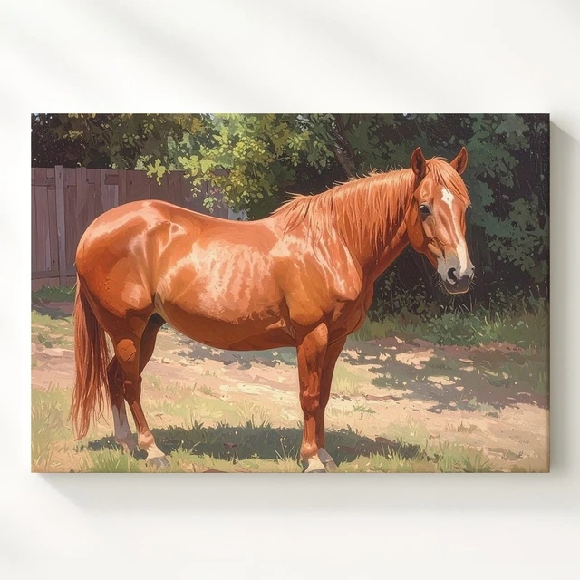 Dopaprint UNFRAMED PAPER POSTER Chestnut Horse In Paddock ...