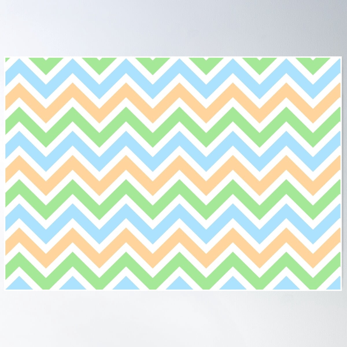 Dopaprint UNFRAMED PAPER POSTER Chevron Pattern. Pastel Blue Orange ...
