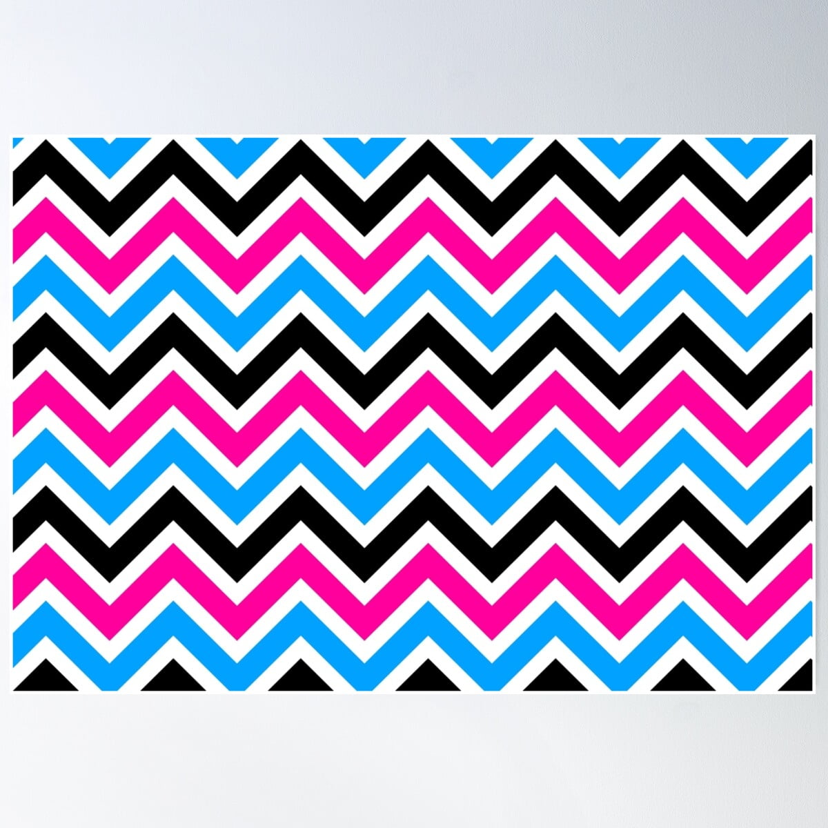 Dopaprint UNFRAMED PAPER POSTER Chevron Pattern. Red Blue Black Color ...