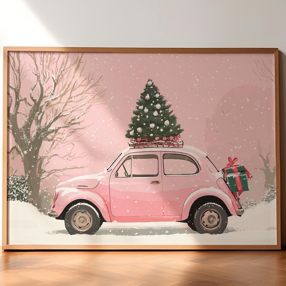 Dopaprint UNFRAMED PAPER POSTER Chri.Stm.As Illustration, Retro Pink ...