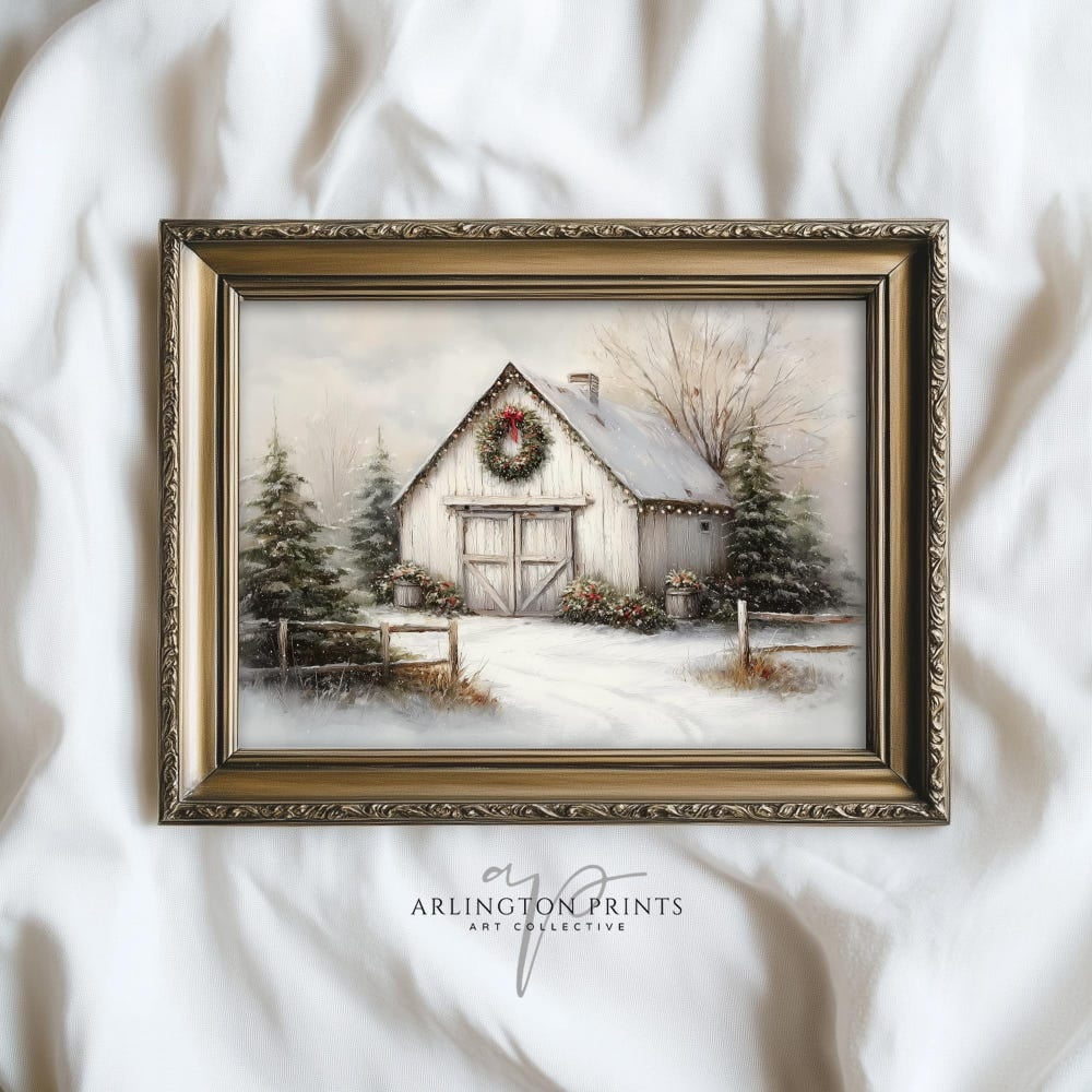 Dopaprint UNFRAMED PAPER POSTER Chris.Tmas Barn Wall Art, Rustic Winter ...