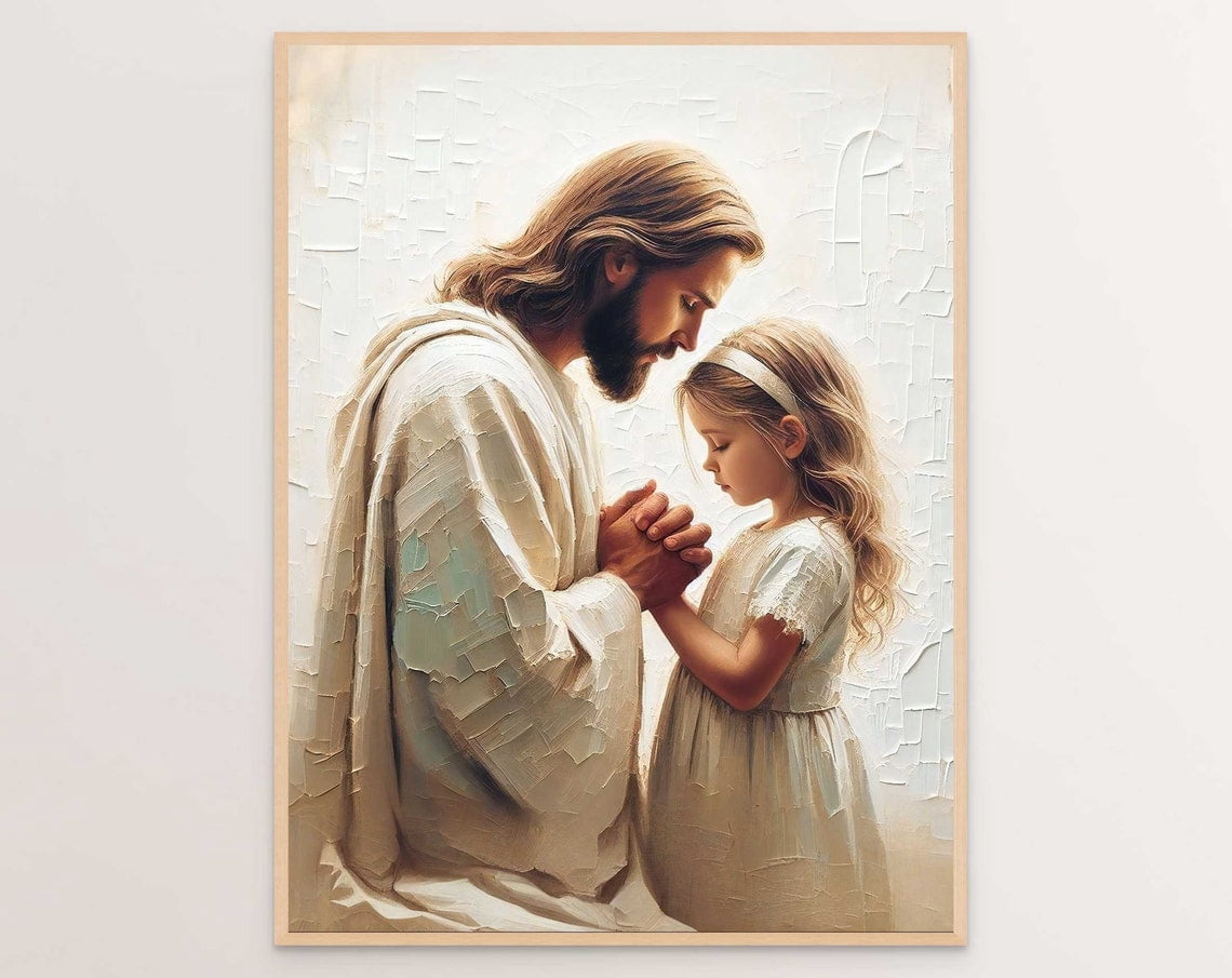 Dopaprint UNFRAMED PAPER POSTER Christ Praying With Girl, Christian ...