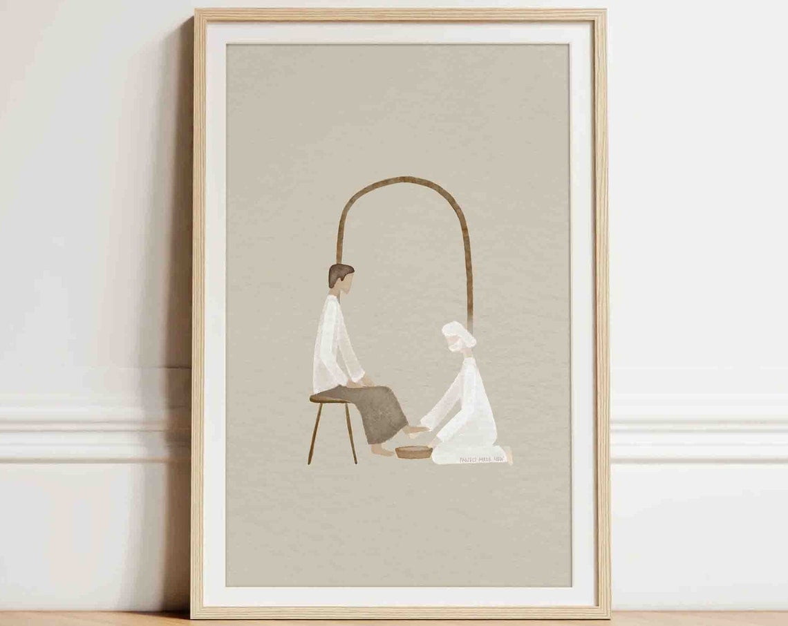 Dopaprint UNFRAMED PAPER POSTER Christ Washing Feet, Last Supper Bible ...