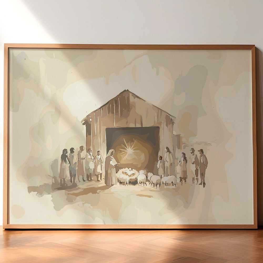 Dopaprint UNFRAMED PAPER POSTER Christian Artwork, Nativity Scene Wall ...