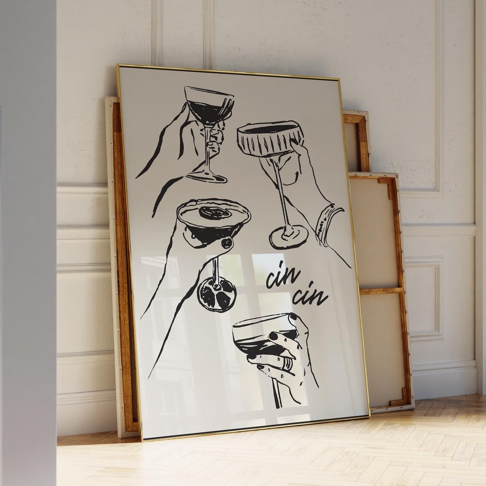 Dopaprint UNFRAMED PAPER POSTER Cin Cin Poster Black & White Cheers ...
