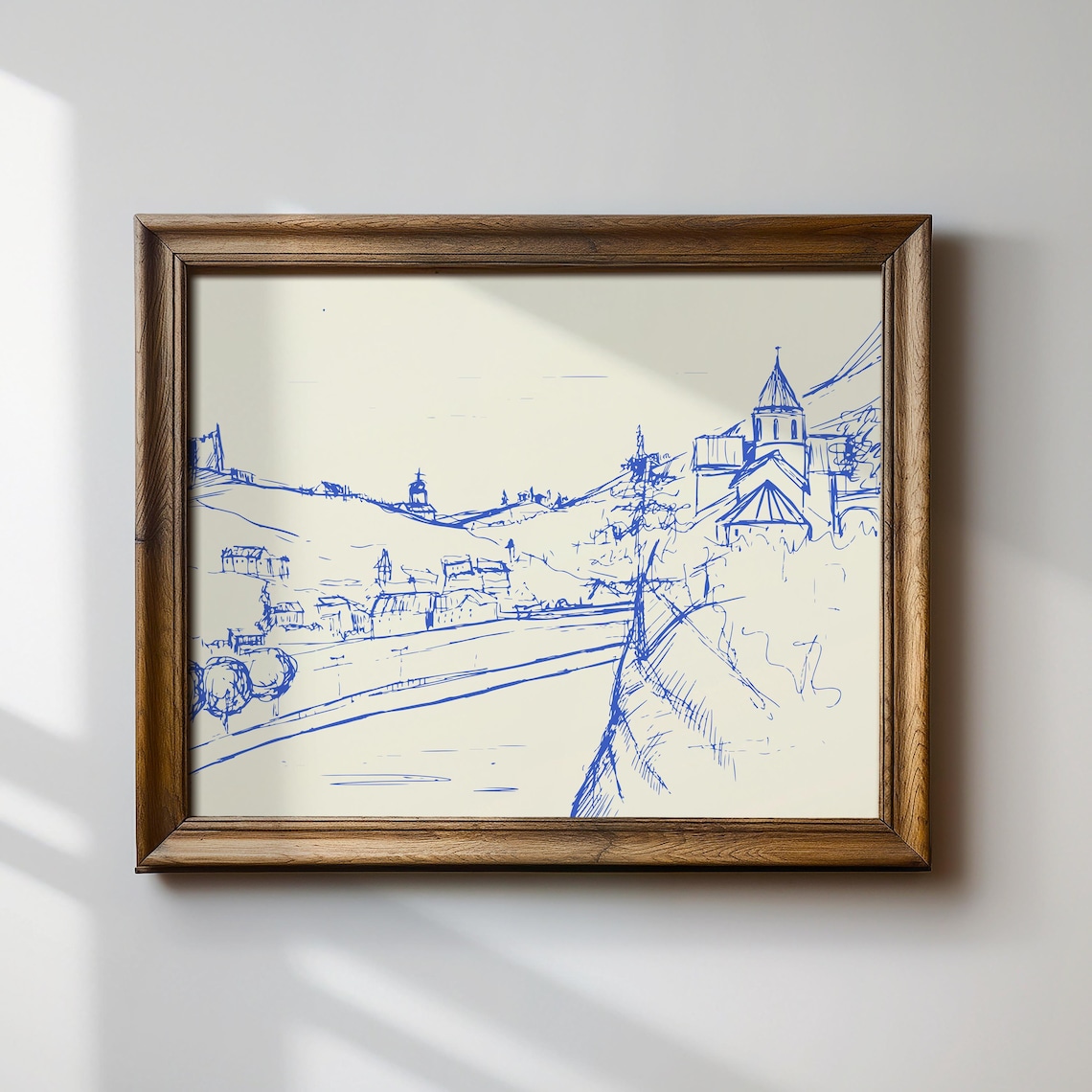Dopaprint UNFRAMED PAPER POSTER Cobalt Blue Hillside Horizontal Doodle ...