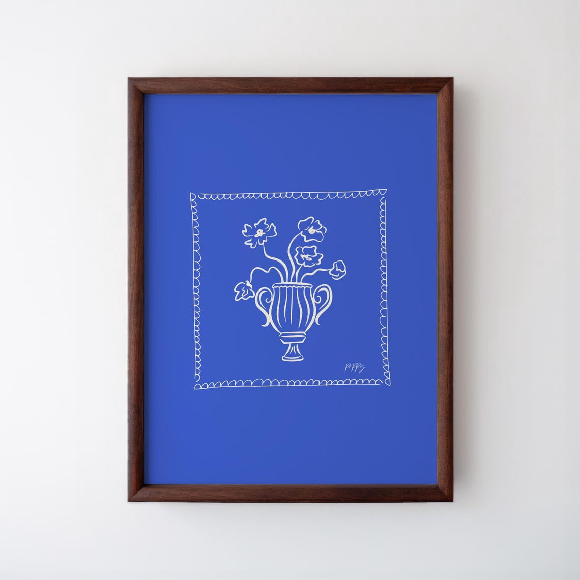 Dopaprint UNFRAMED PAPER POSTER Cobalt Blue Minimal Thin Line Art Print ...