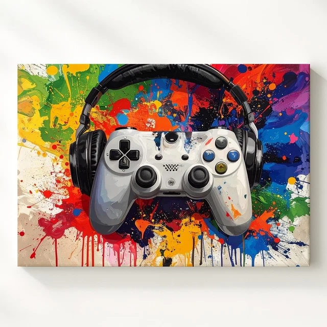 Dopaprint UNFRAMED PAPER POSTER Color Splash Gamer Poster Headset ...