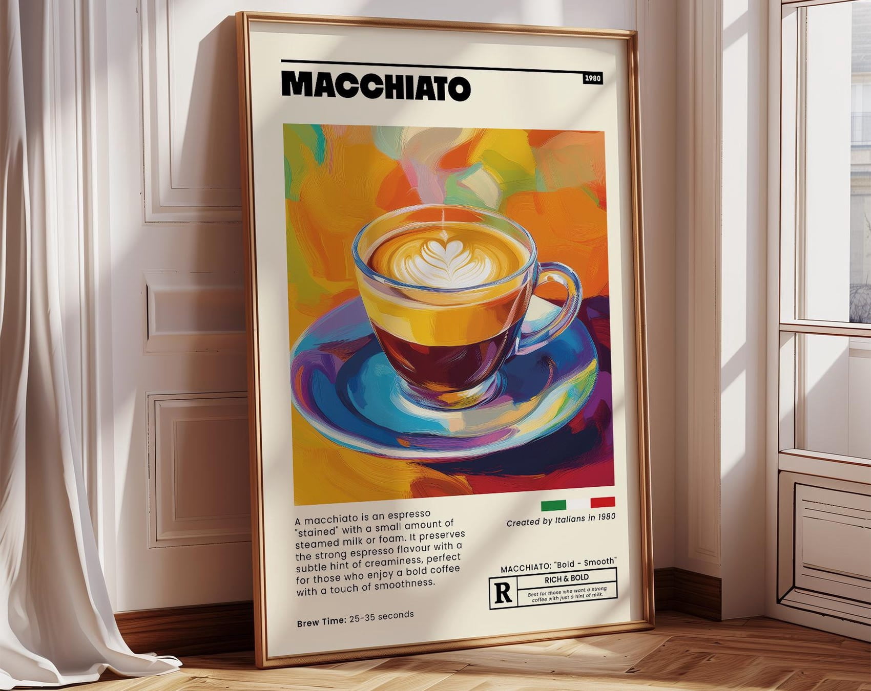 Dopaprint UNFRAMED PAPER POSTER Colorful Coffee Shop Wall Art Macchiato ...