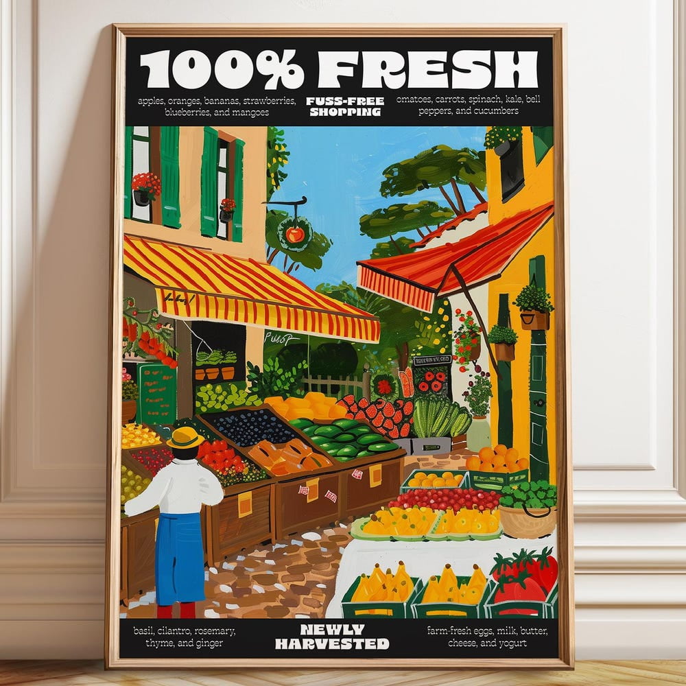Dopaprint UNFRAMED PAPER POSTER Colorful Farmers Market Art Print ...