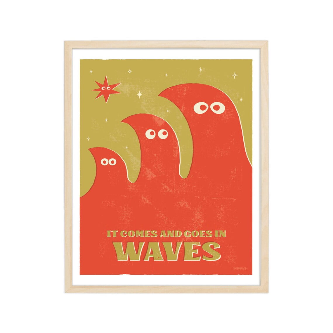 Dopaprint UNFRAMED PAPER POSTER It Comes And Goes In Waves, Yellow ...