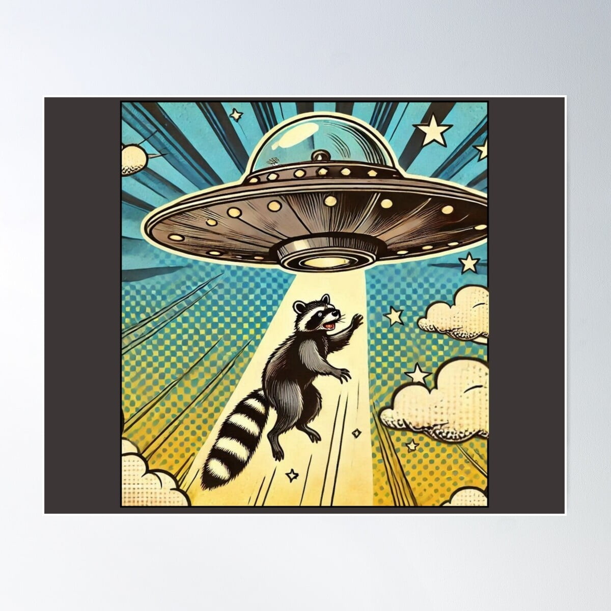 Dopaprint UNFRAMED PAPER POSTER Comic Style Animal Abduction By Aliens ...