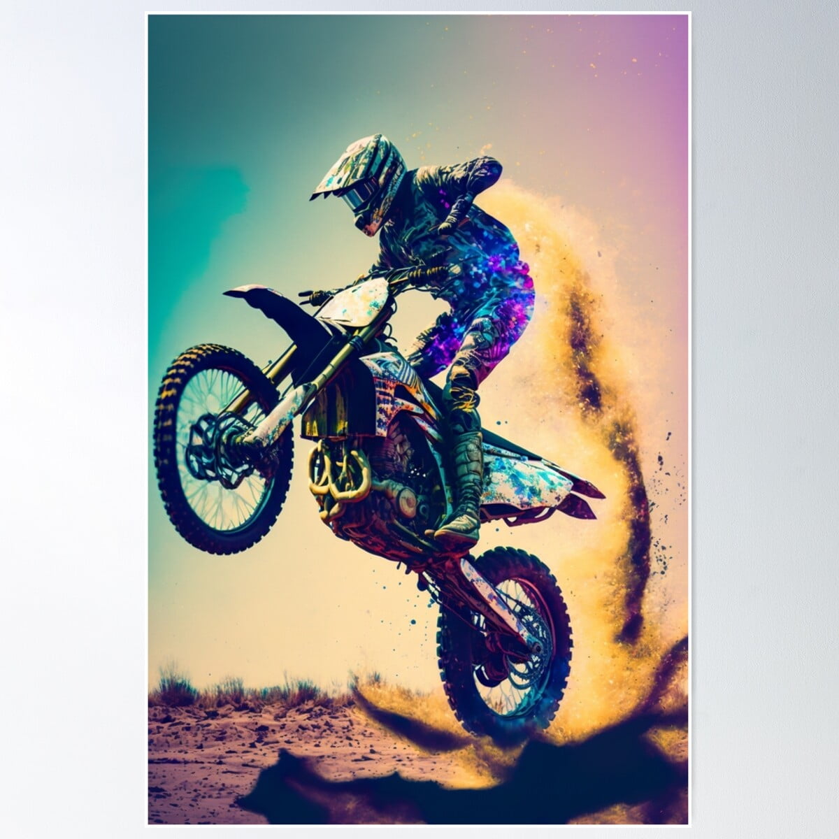 Dopaprint UNFRAMED PAPER POSTER Cool Dirt Bike With Neon Spark Poster ...