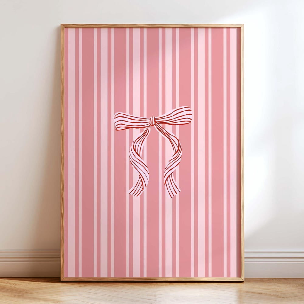 Dopaprint UNFRAMED PAPER POSTER Coquette Bow Print, Pink Stripe Wall ...