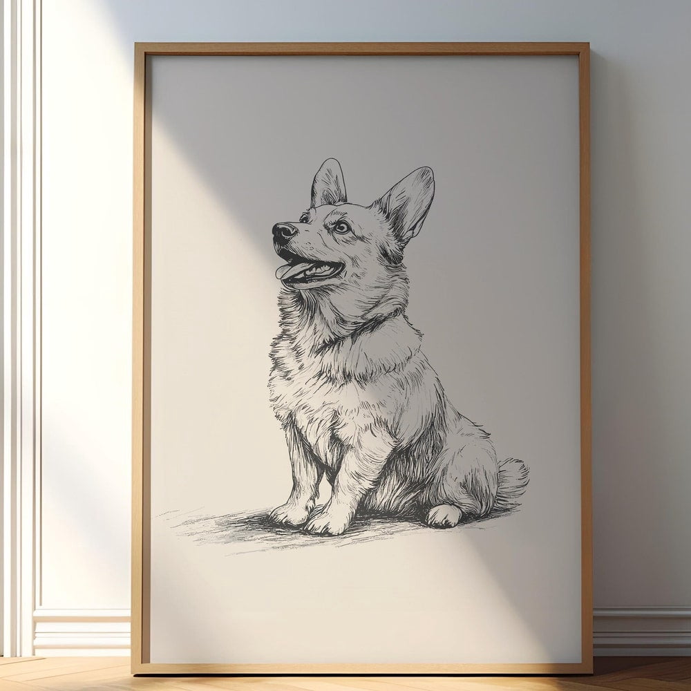 Dopaprint UNFRAMED PAPER POSTER Corgi Vintage Art, Corgi Illustration ...