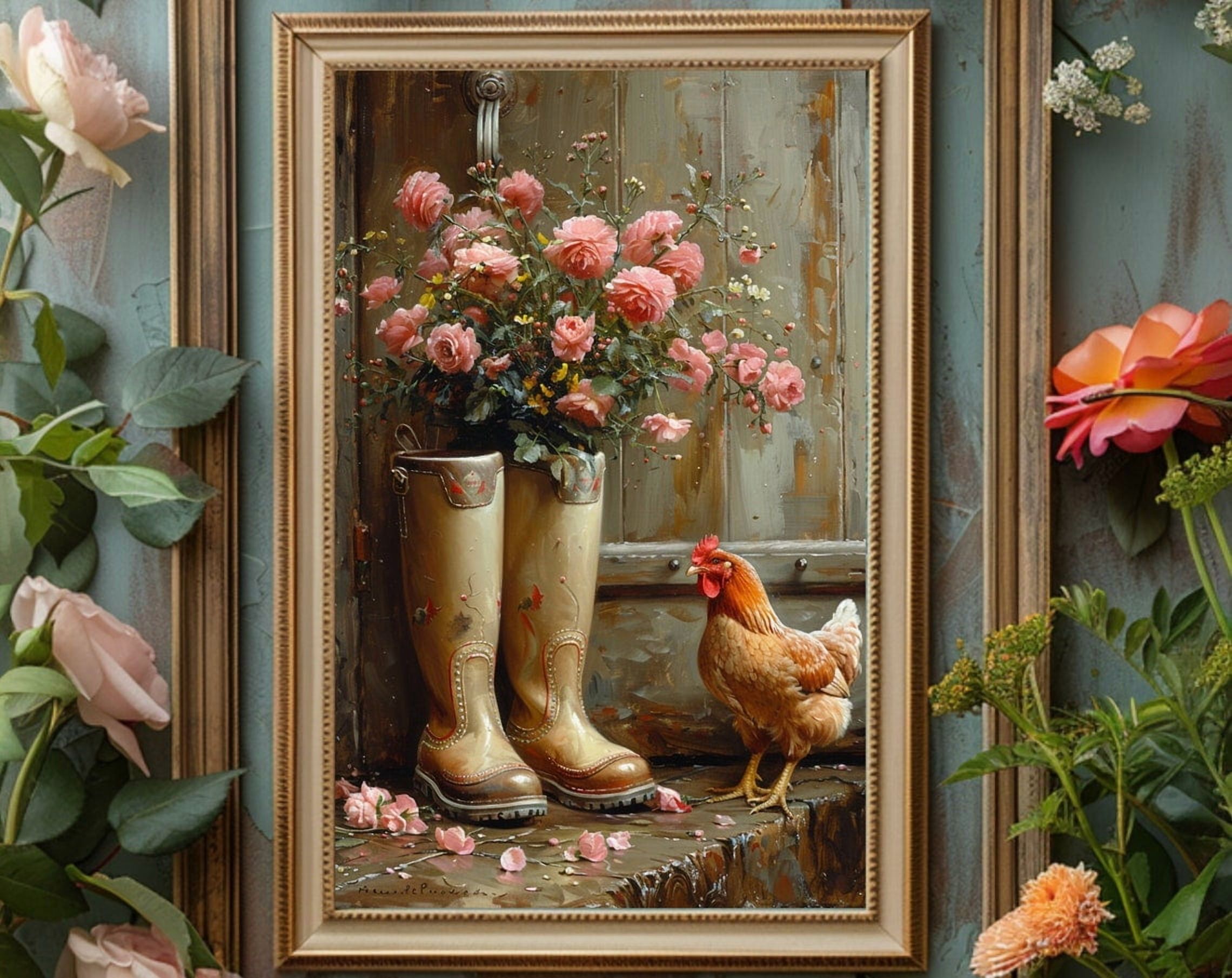 Dopaprint UNFRAMED PAPER POSTER Cottagecore Wall Art Poster Chicken ...