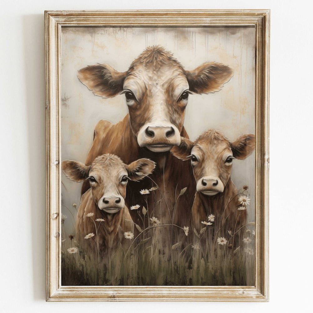 Dopaprint UNFRAMED PAPER POSTER Cow Wall Art, Vintage Farm Animal Print ...
