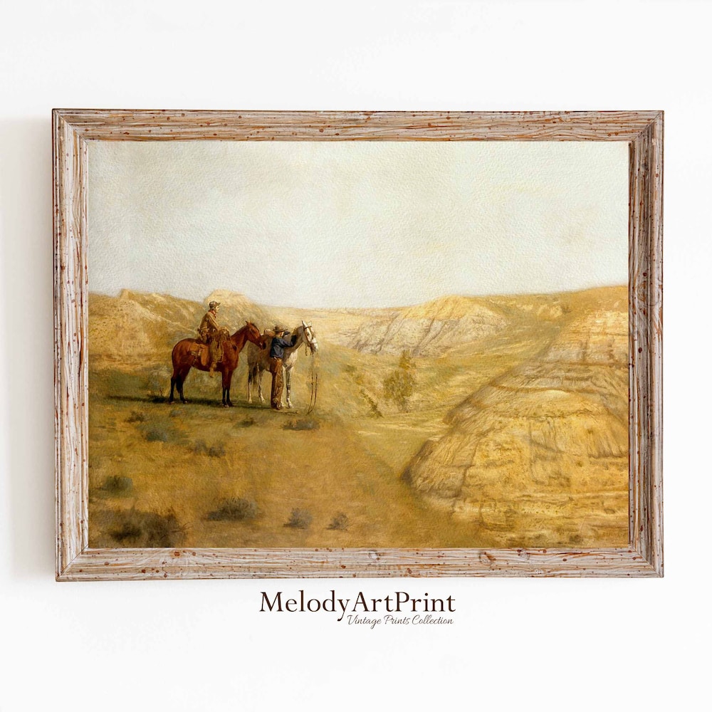 Dopaprint UNFRAMED PAPER POSTER Cowboy Painting Print, Horse Rider ...