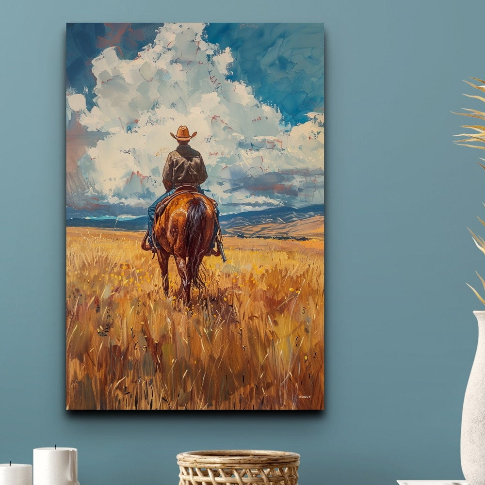 Dopaprint UNFRAMED PAPER POSTER Cowboy Riding Into The Horizon Ready To ...