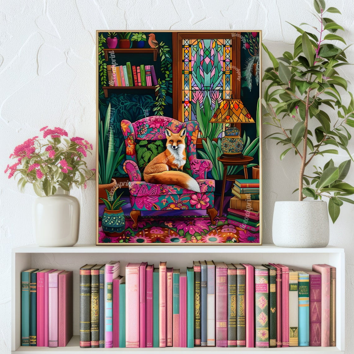 Dopaprint UNFRAMED PAPER POSTER Cozy Fox In A Library - A Cozy Fox ...