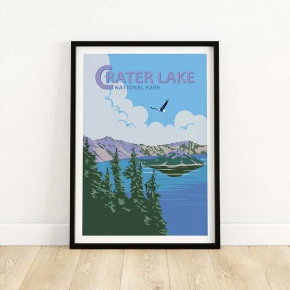 Dopaprint UNFRAMED PAPER POSTER Crater Lake Travel Poster Art, Home ...