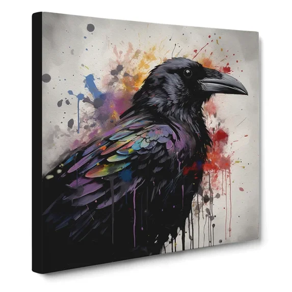 Dopaprint UNFRAMED PAPER POSTER Crow Splatter Art Wall Art Print Living ...