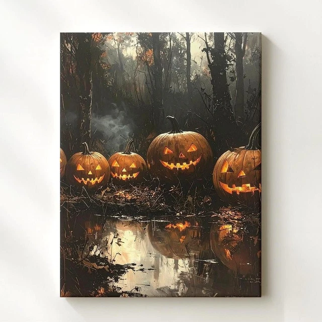 Dopaprint UNFRAMED PAPER POSTER Cursed Swamp Pumpkins Haunted Hal.Low ...