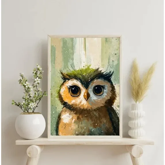 Dopaprint UNFRAMED PAPER POSTER Cute Baby Owl Art Print, Big Eyed Owl ...