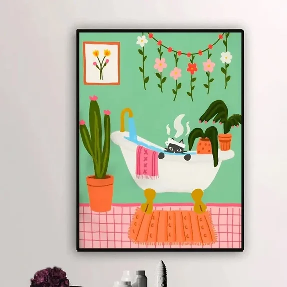 Dopaprint UNFRAMED PAPER POSTER Cute Cat In Bathtub Design Poster Art ...