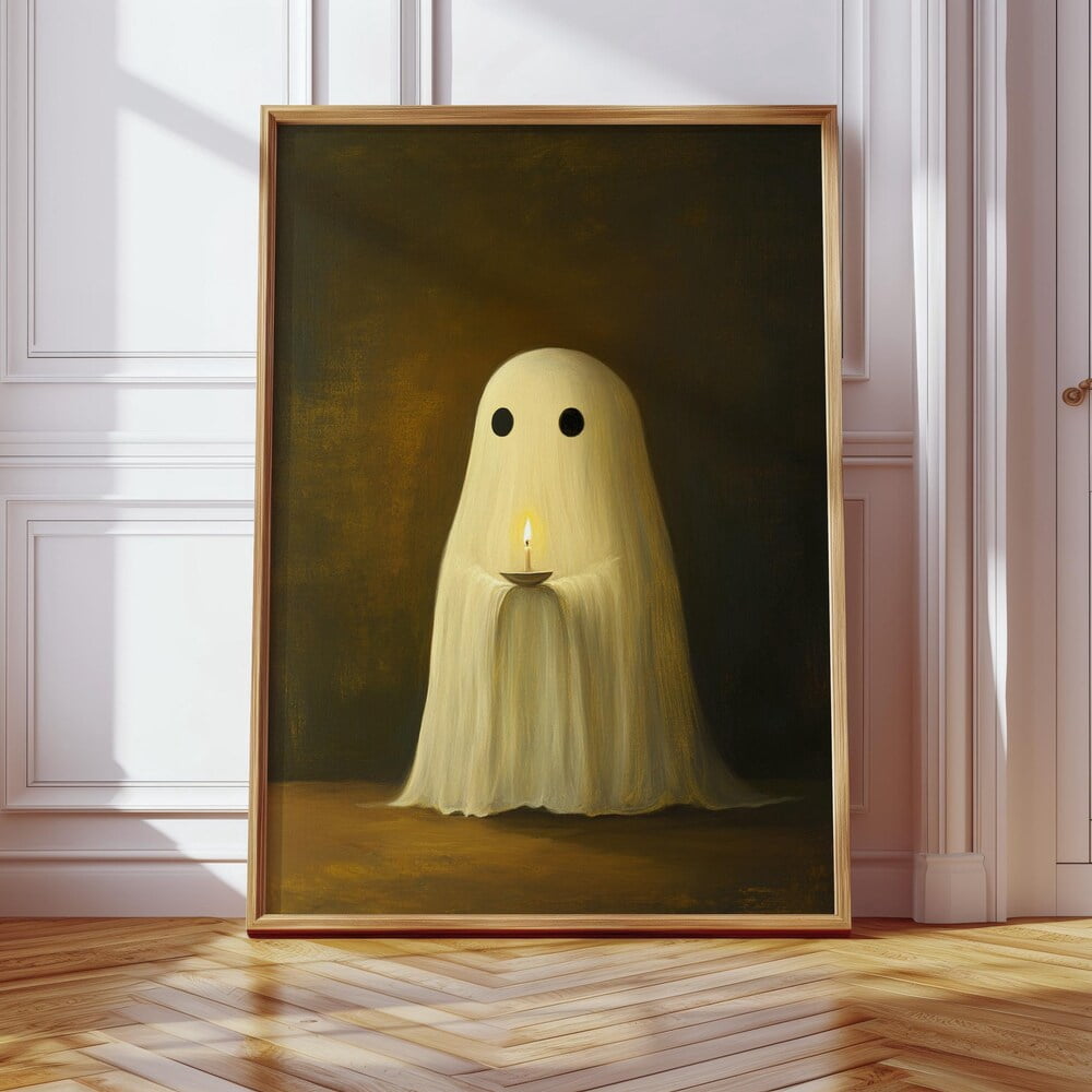 Dopaprint UNFRAMED PAPER POSTER Cute Ghost With Candle Wall Art ...