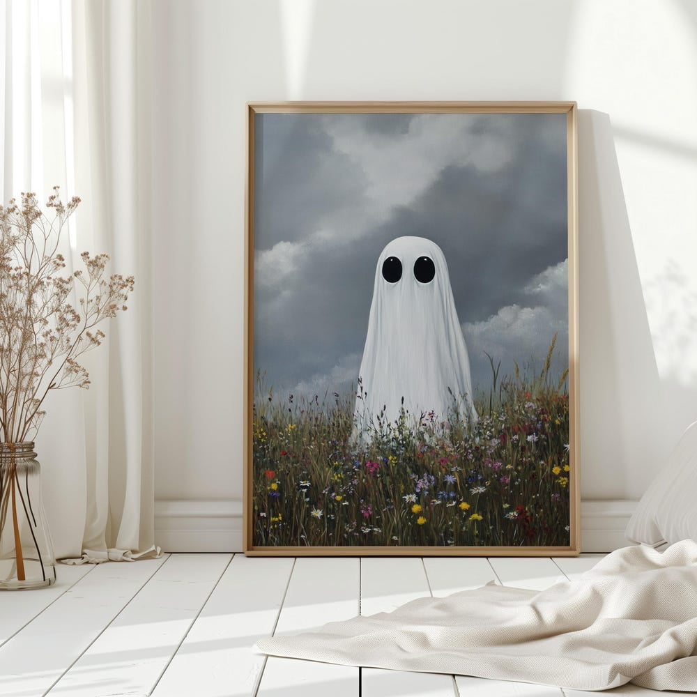 Dopaprint UNFRAMED PAPER POSTER Cute Ghost In Wildflower Field Art ...