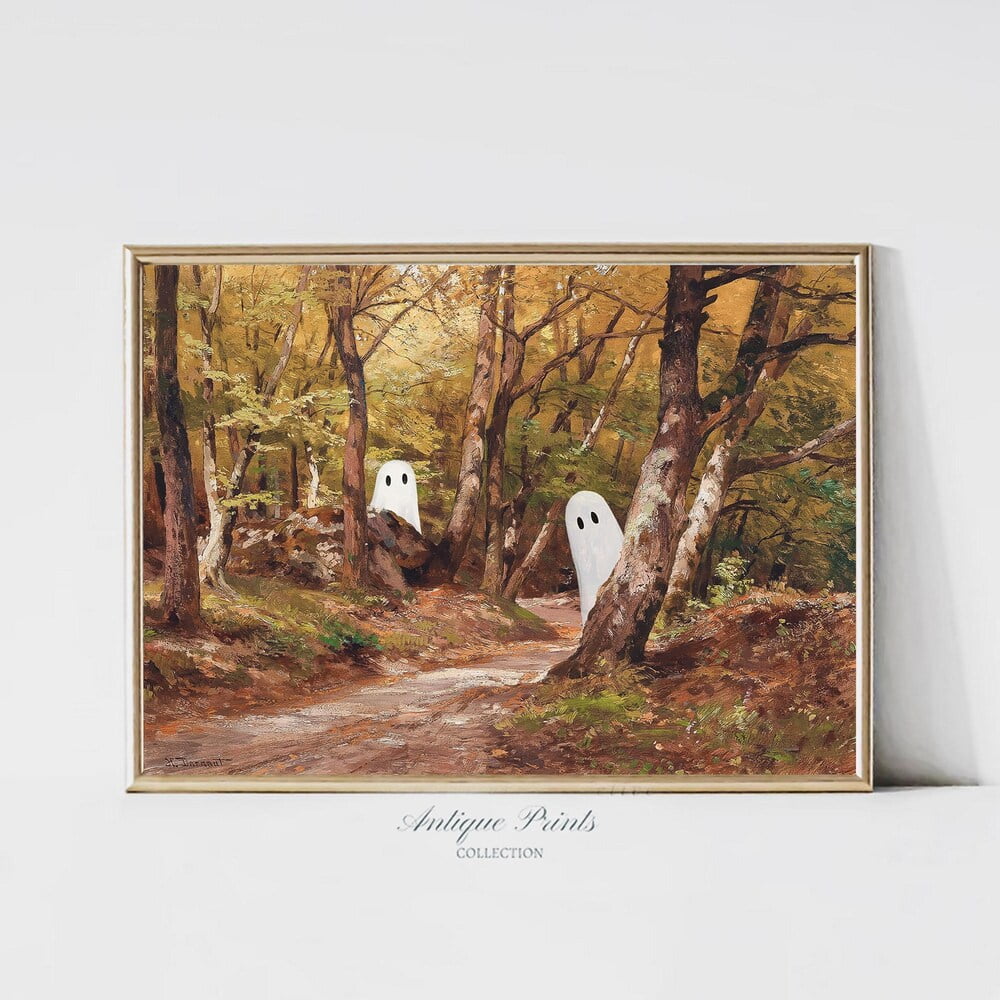 Dopaprint UNFRAMED PAPER POSTER Cute Ghosts In The Forest Painting ...