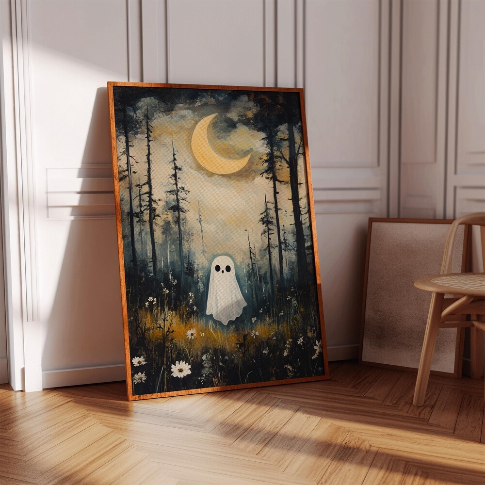 Dopaprint UNFRAMED PAPER POSTER Cute Hal.Low.Een Ghost In Dark Forest ...