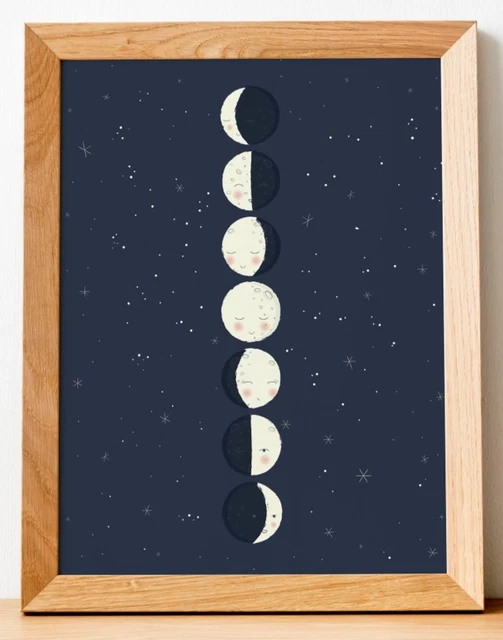 Dopaprint UNFRAMED PAPER POSTER Cute Nursery Moon Print Night Sky ...