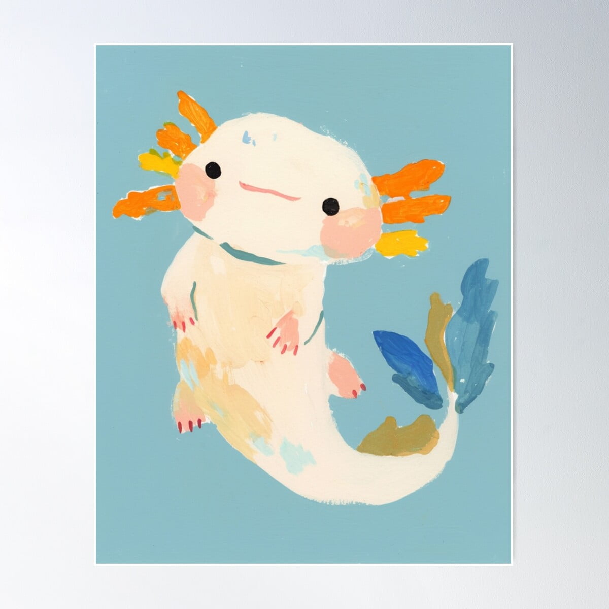 Dopaprint UNFRAMED PAPER POSTER Cute Pastel Axolotl Kawaii Smiling ...
