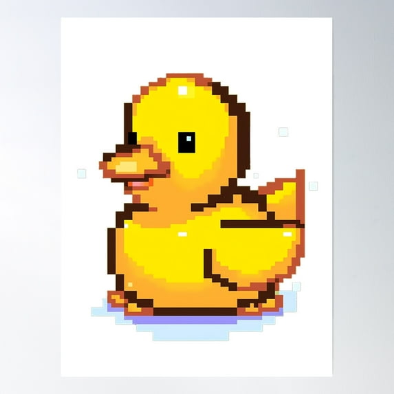 Dopaprint UNFRAMED PAPER POSTER Cute Rubber Duck Pixel Art- Retro Vibe ...