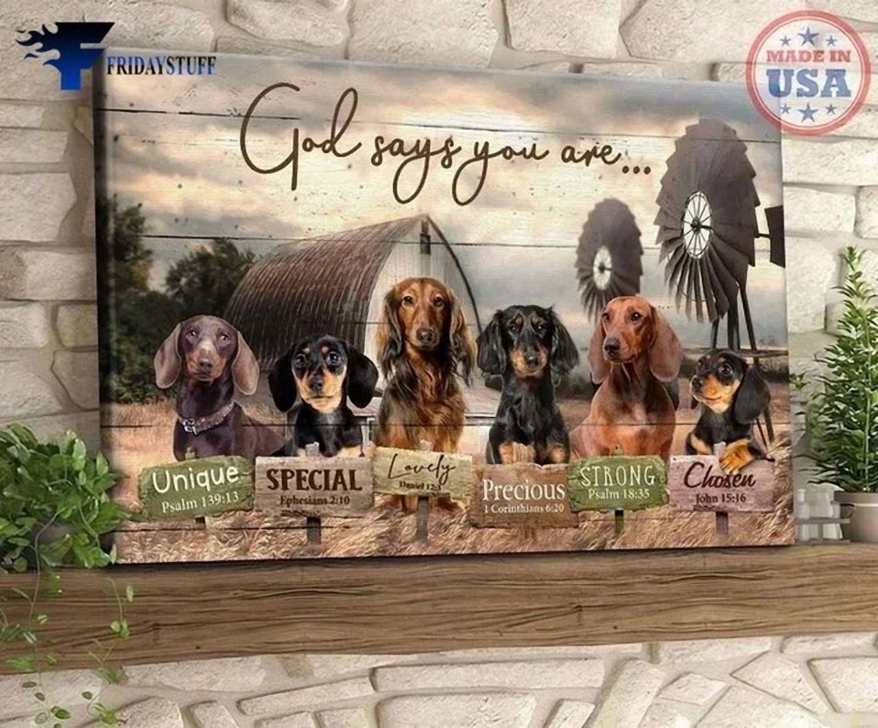 Dopaprint UNFRAMED PAPER POSTER Dachshund Dog God Says You Are Unique ...