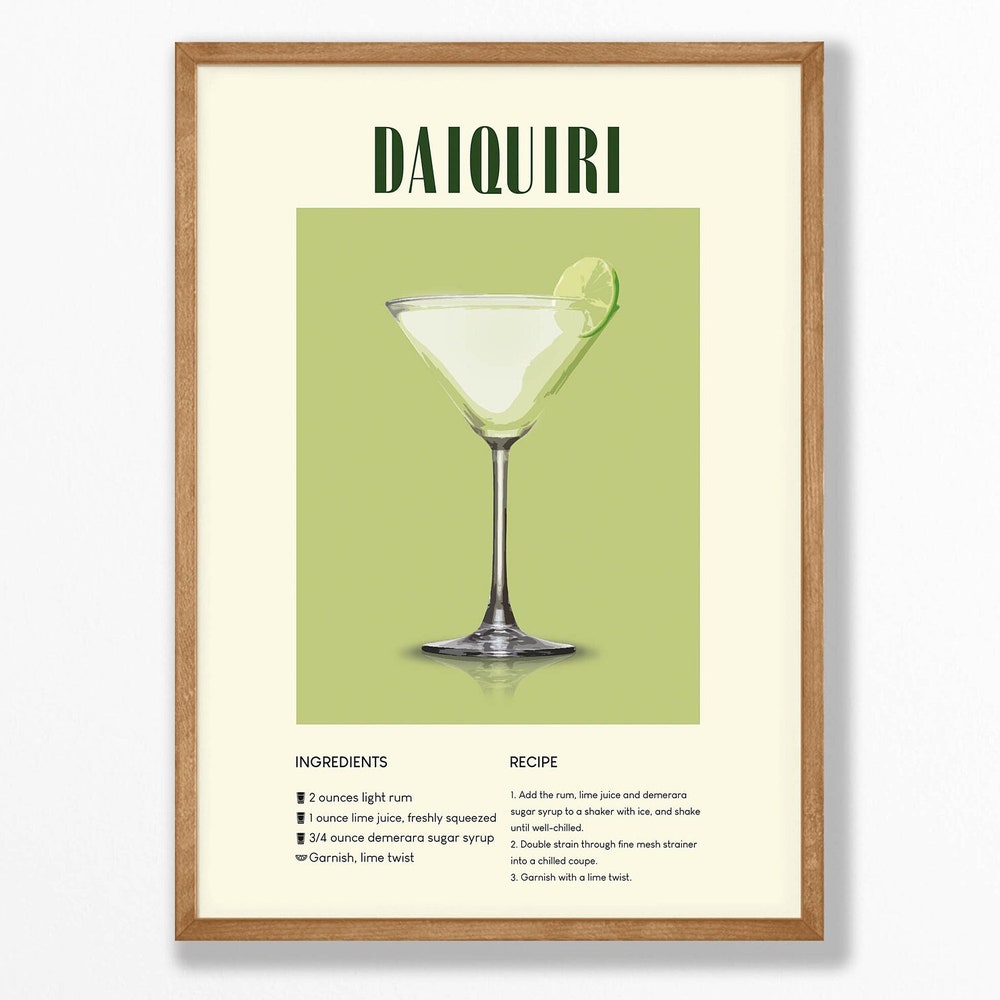 Dopaprint UNFRAMED PAPER POSTER Daiquiri Poster - Cocktail Poster, Bar ...