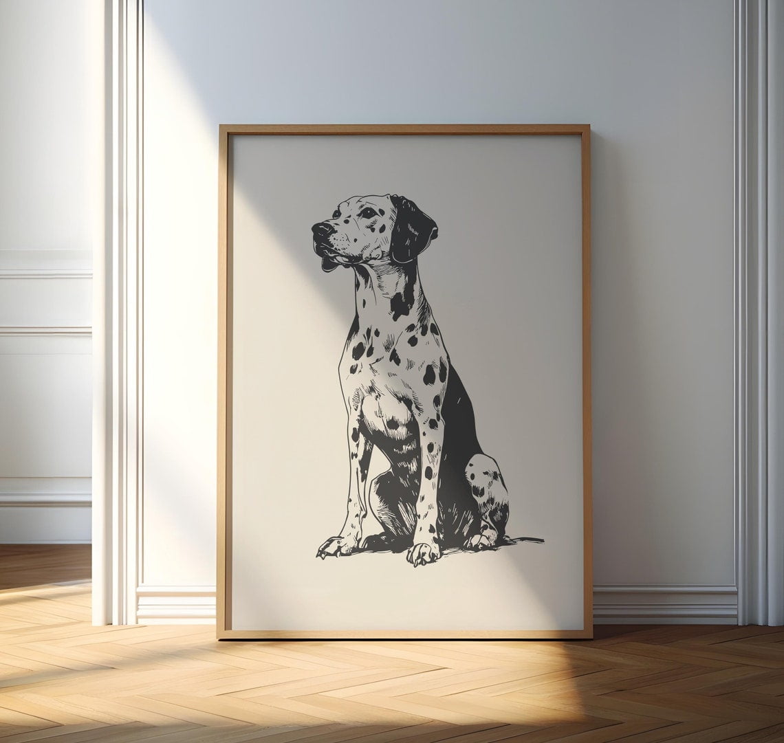 Dopaprint UNFRAMED PAPER POSTER Dalmatian Dog Retro Art, Dog Wall Decor ...
