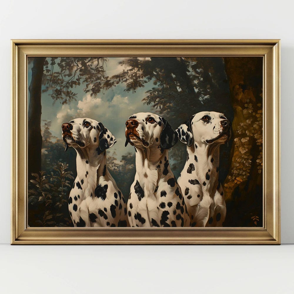 Dopaprint UNFRAMED PAPER POSTER Dalmatian Wall Art Trio Dog Portrait ...