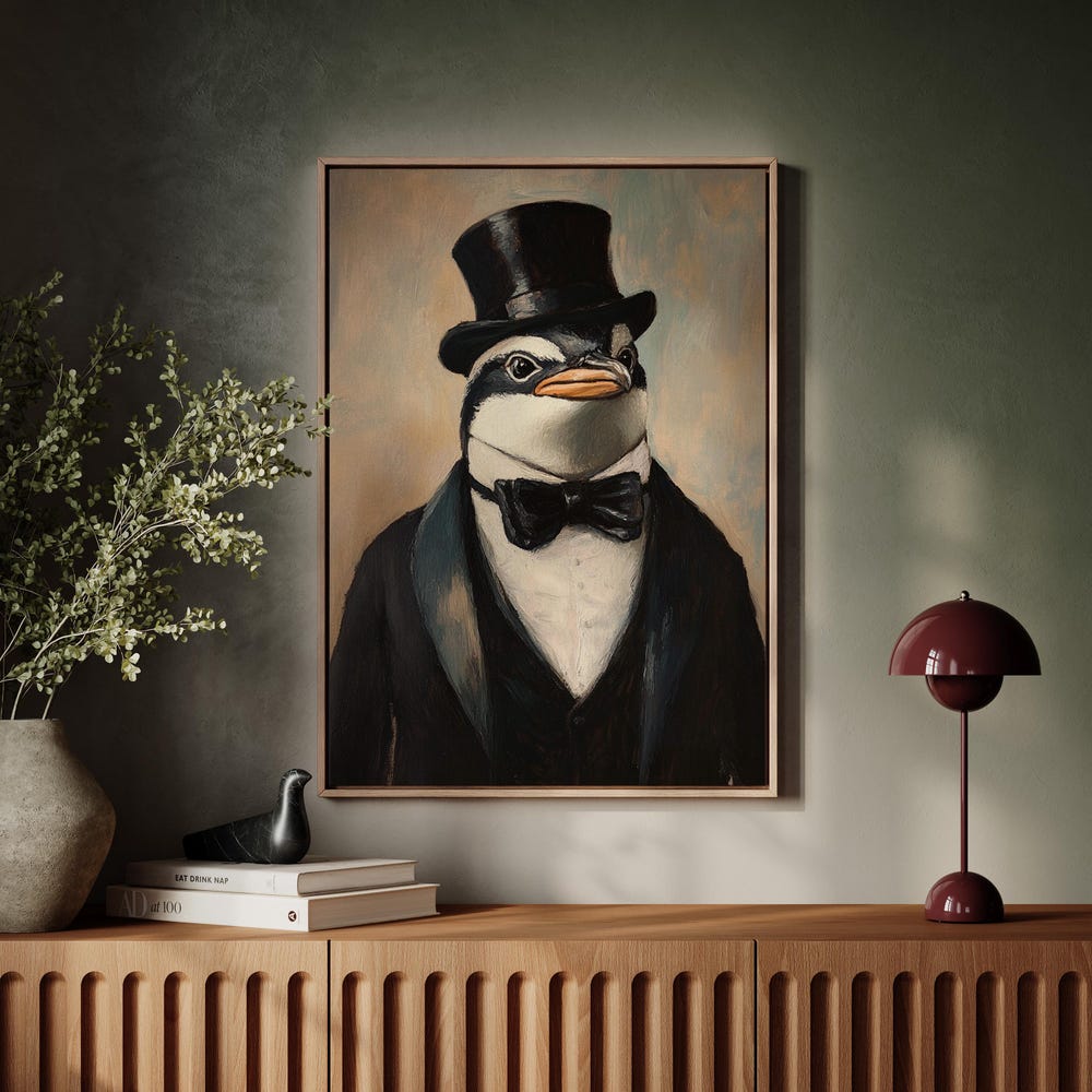Dopaprint UNFRAMED PAPER POSTER Dapper Penguin Poster Wall Art Penguin ...