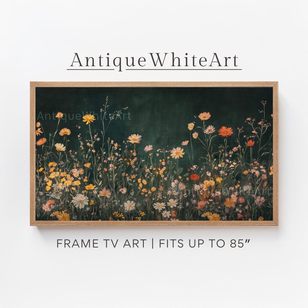 Dopaprint UNFRAMED PAPER POSTER Dark Floral Art, Dark Navy Flowers ...