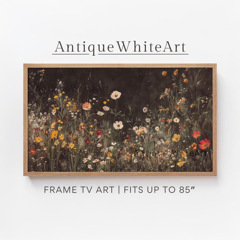 Dopaprint UNFRAMED PAPER POSTER Dark Floral Art, Wildflowers Painting ...