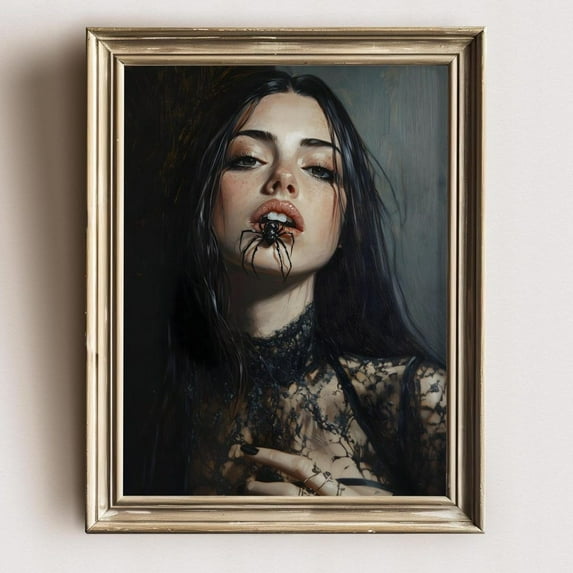 Dopaprint UNFRAMED PAPER POSTER Dark Gothic Wall Art Woman With Spider ...