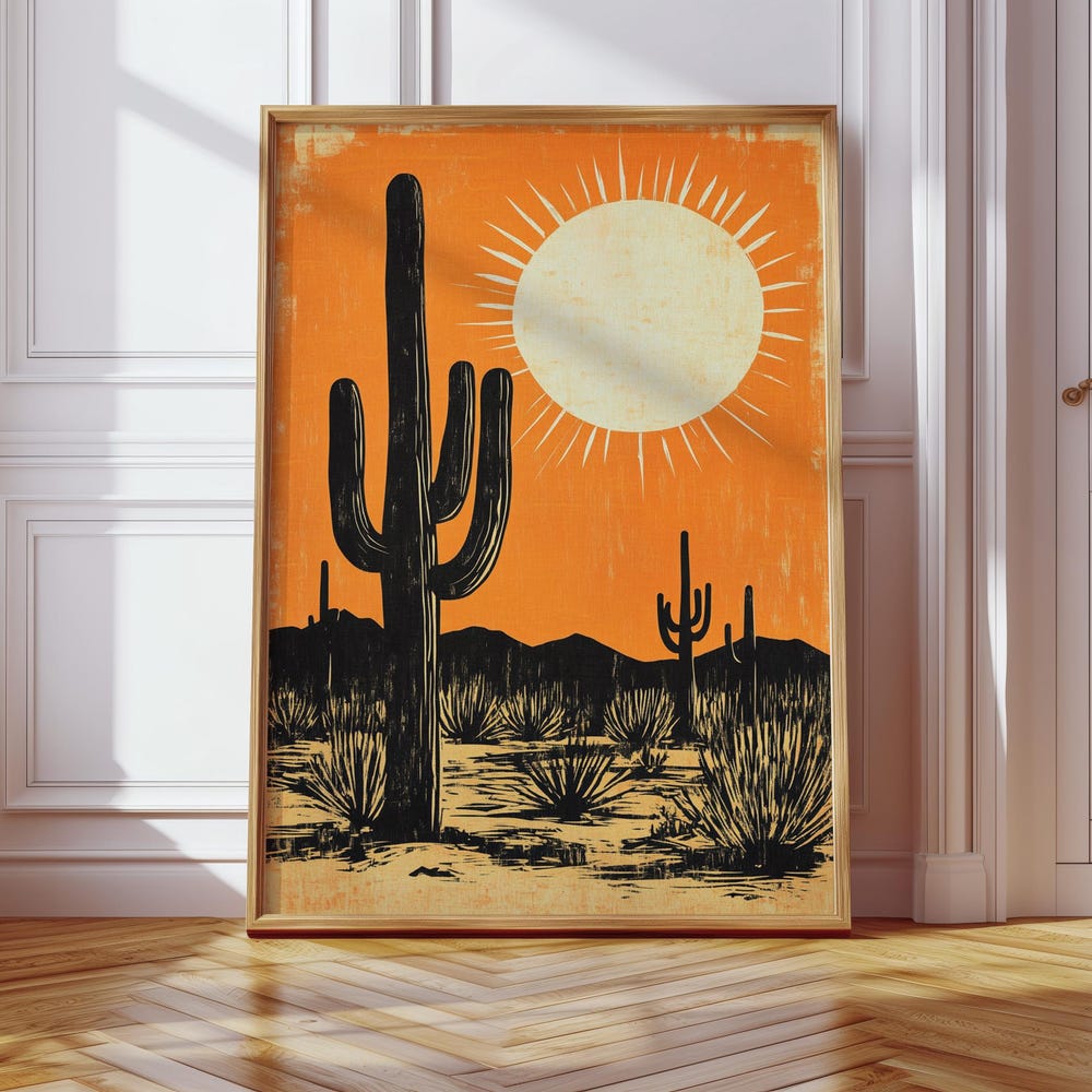 Dopaprint UNFRAMED PAPER POSTER Desert Cactus Wall Art Print, Retro ...