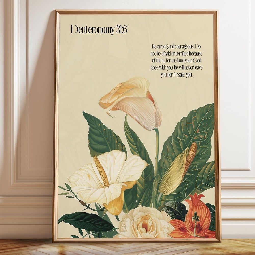 Dopaprint UNFRAMED PAPER POSTER Deuteronomy 31:6 Bible Verse Wall Art ...