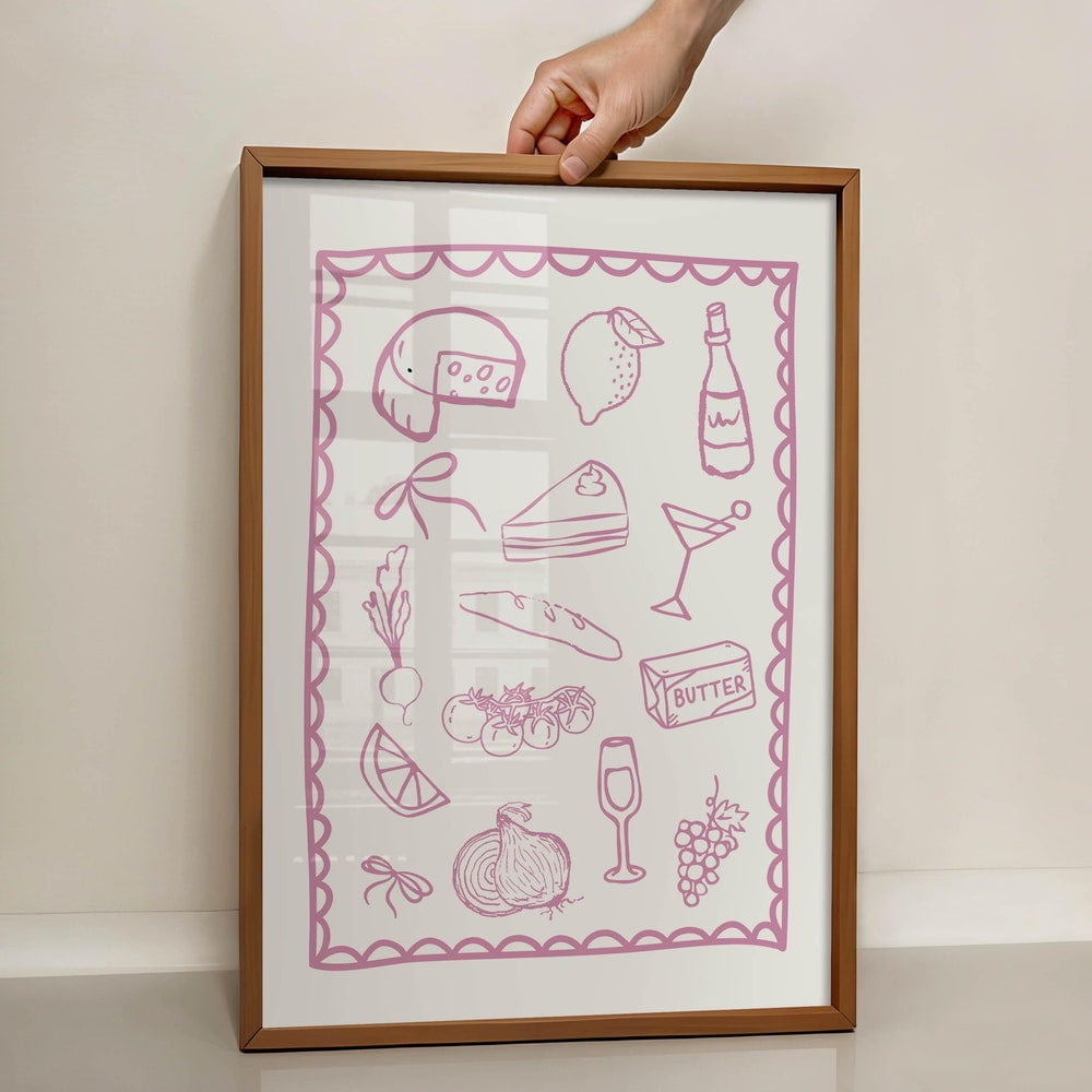 Dopaprint UNFRAMED PAPER POSTER Dinner Party Poster Vintage Food Poster ...