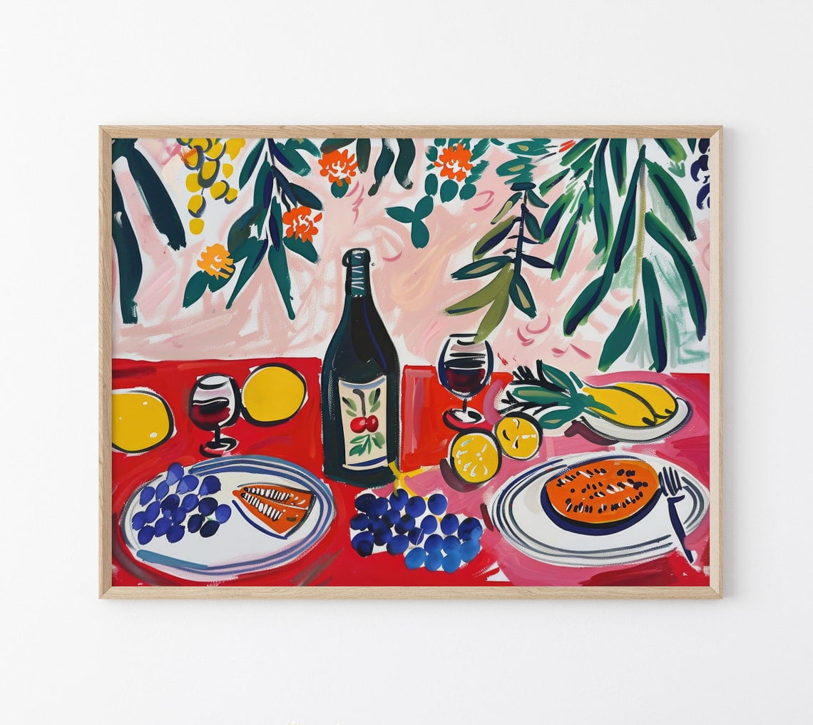 Dopaprint UNFRAMED PAPER POSTER Dinner Table Food Abstract Paining ...