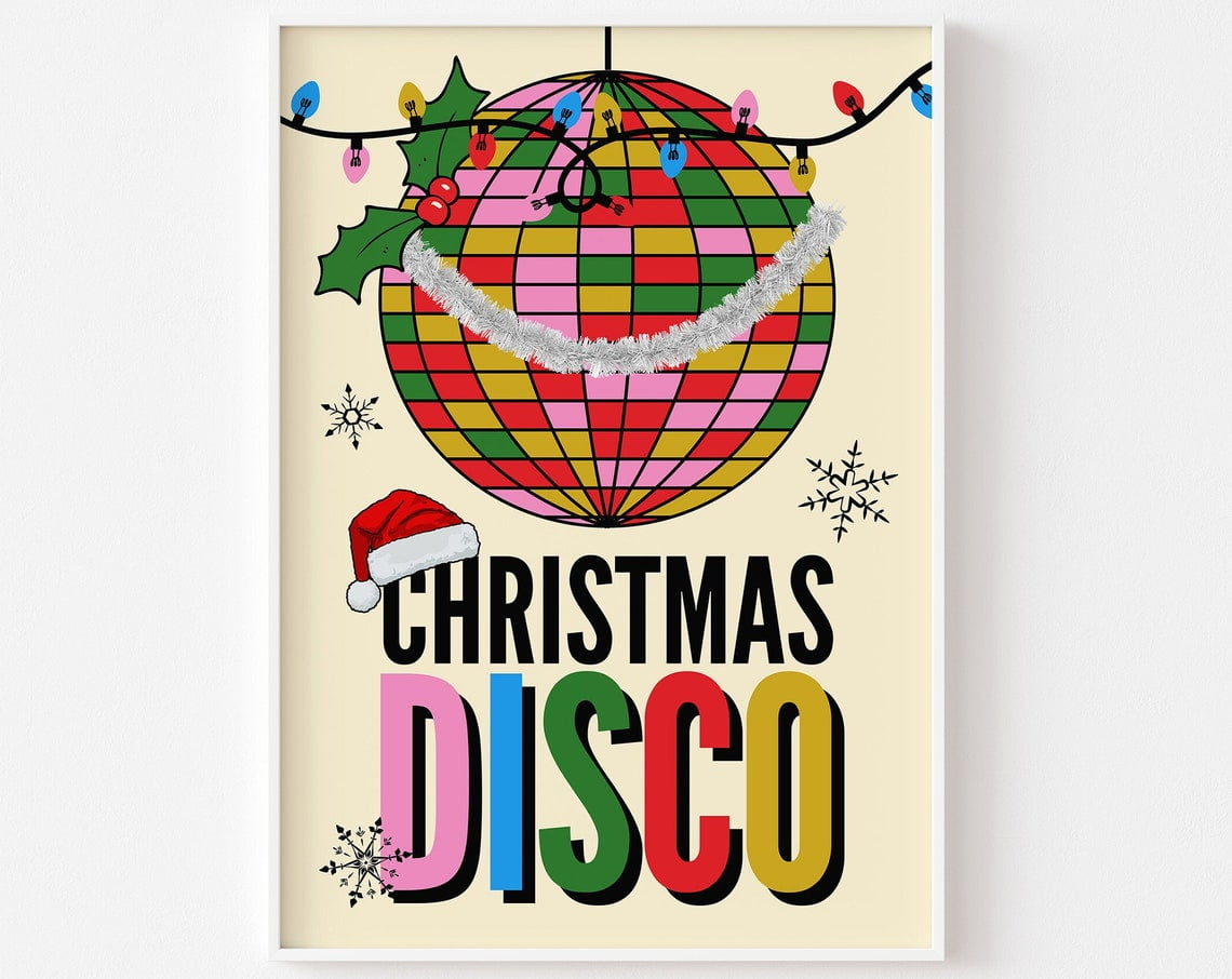 Dopaprint UNFRAMED PAPER POSTER Disco Print - Fun Print, Disco Ball ...